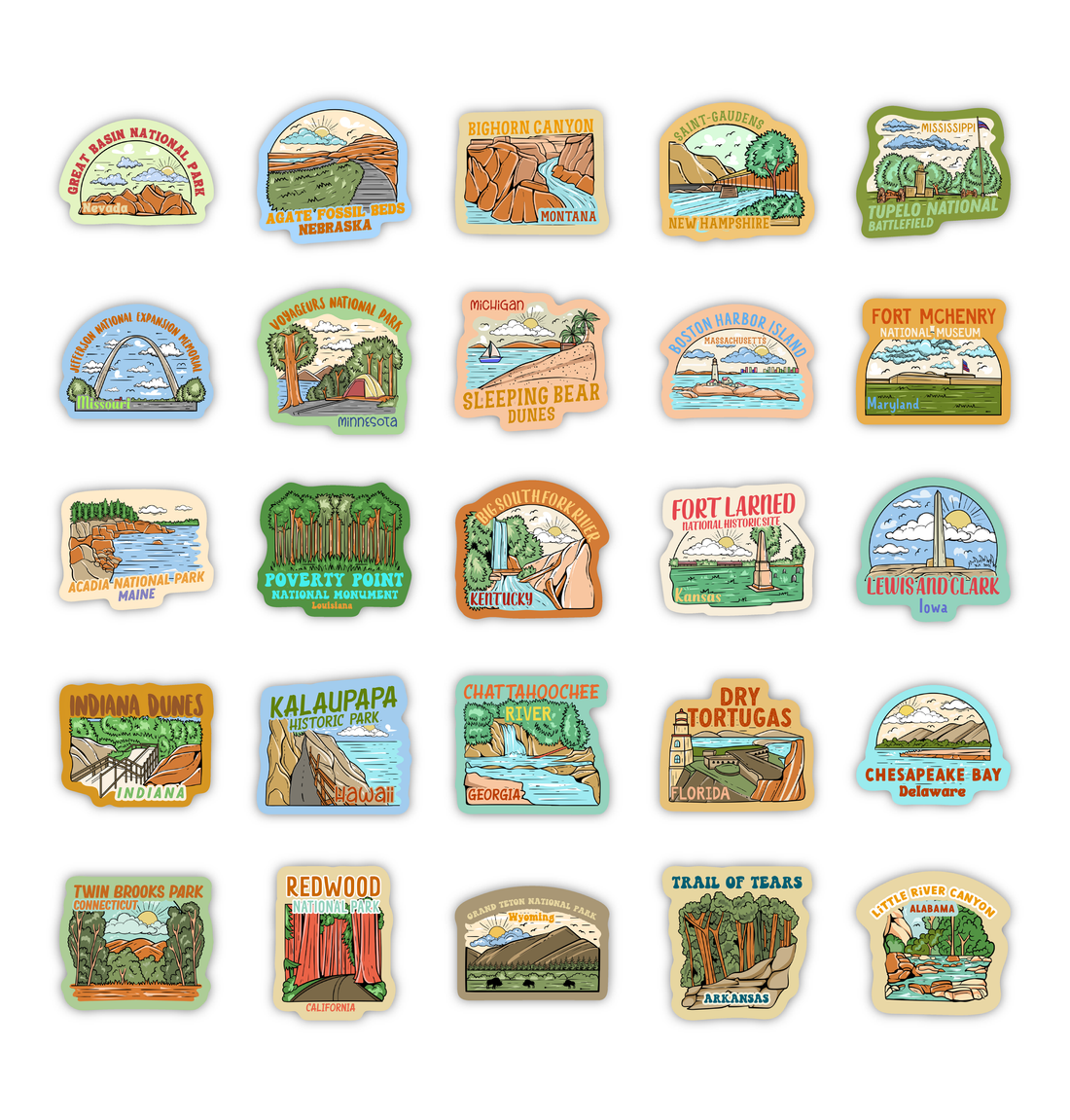 National State Park Sticker Pack – GirlsPrintingHouse