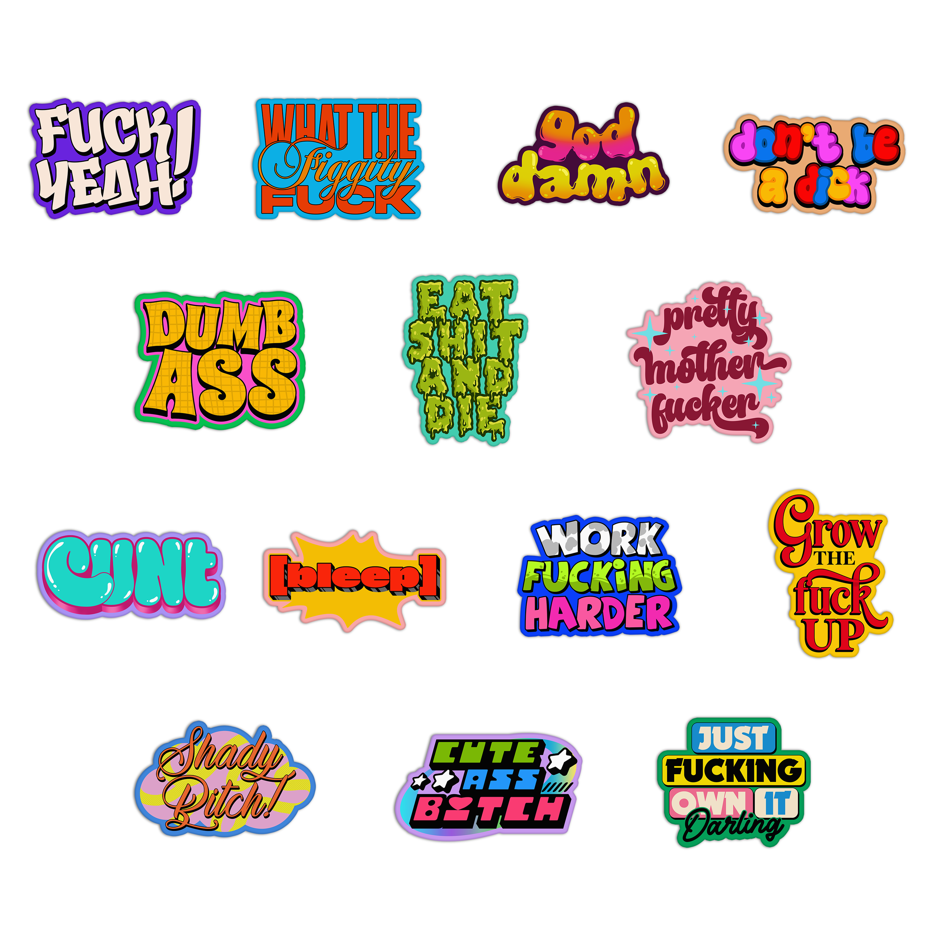 Curse Words Sticker Sheet – GirlsPrintingHouse